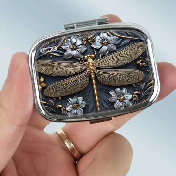 Accessories | Dragonfly Design Compact Pill Case With Mirror | Poshmark